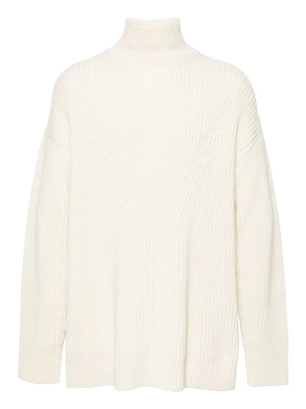JIL SANDER Ribbed Wool Jumper - White
