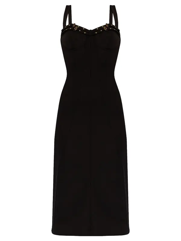 Versace Buckled-trim Midi Dress - Black