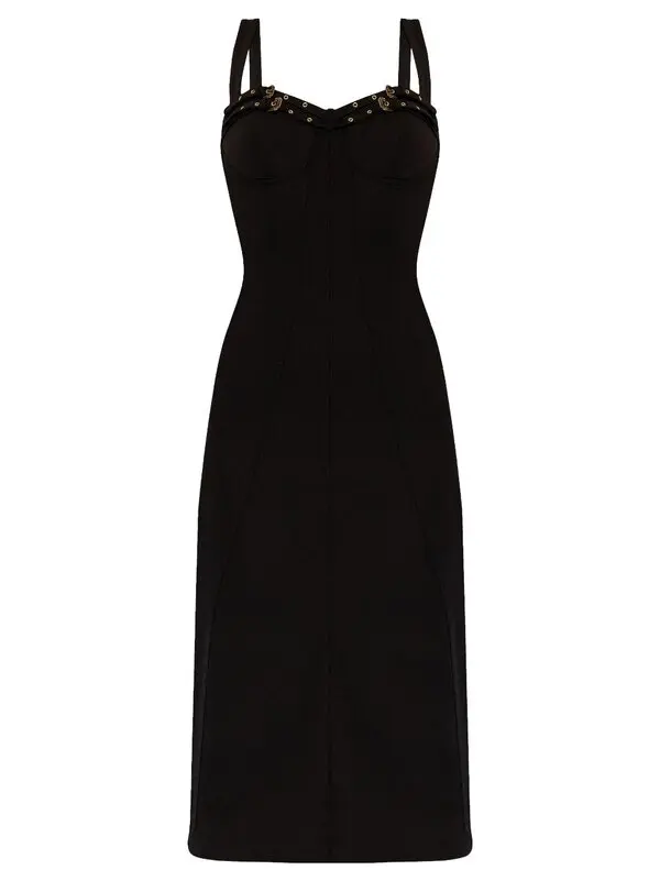 Versace Buckled-trim Midi Dress - Black