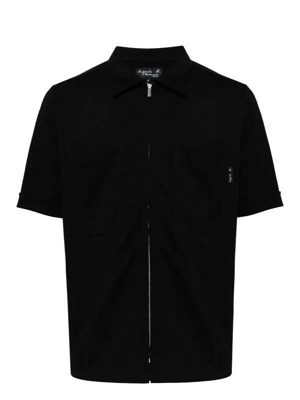 AGNÈS B. Zip-fastening Short-sleeve Cotton Shirt - Black