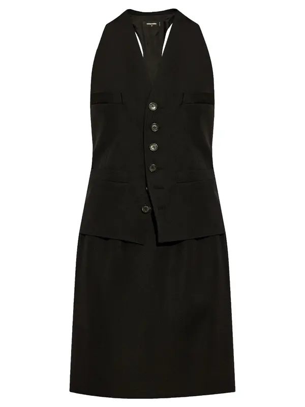 Dsquared2 V-neck Wool Dress - Black