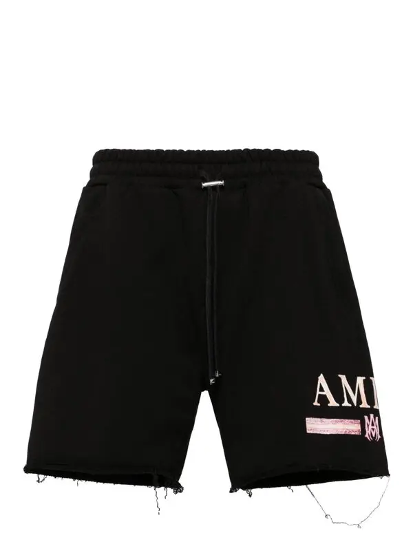 Amiri Logo-embroidered Cotton Shorts - Black