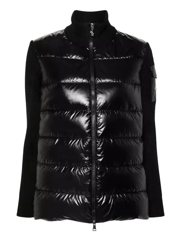 Moncler Knitted-panels Puffer Jacket - Black