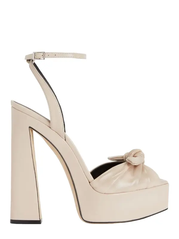 GIUSEPPE ZANOTTI Gabriiela Leather Platform Sandals - Neutrals