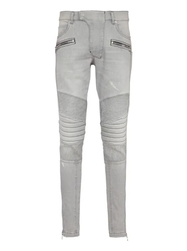Balmain Biker Slim-fit Mid-rise Jeans - Grey