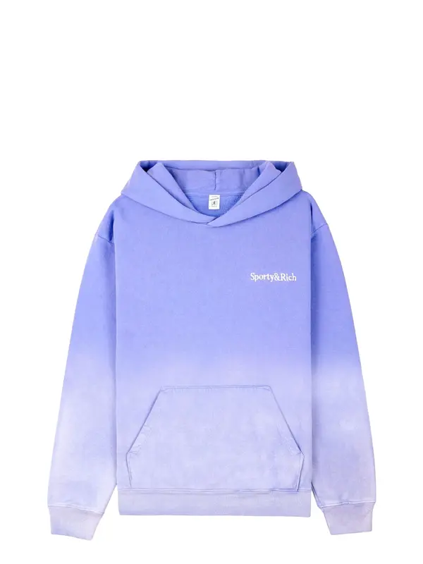 SPORTY & RICH Logo-embroidered Cotton Hoodie - Blue