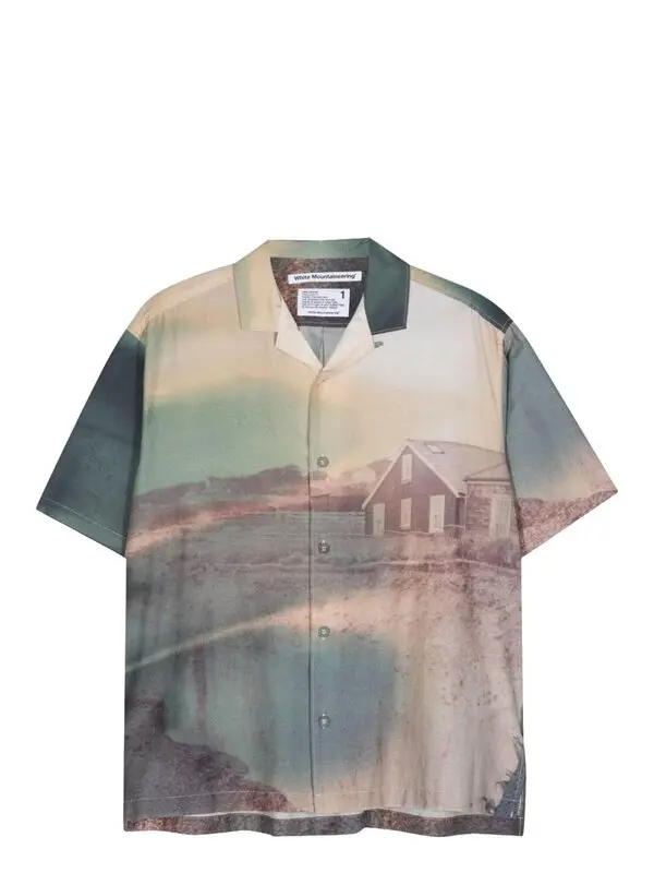 WHITE MOUNTAINEERING Photograph-print Cotton-silk Blend Shirt - Blue