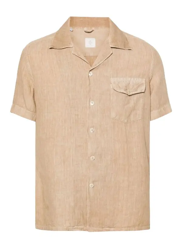 Eleventy Short-sleeve Linen Shirt - Neutrals