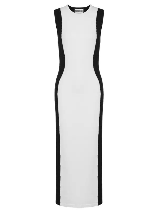 Moschino Two-tone Virgin Wool Dress - White