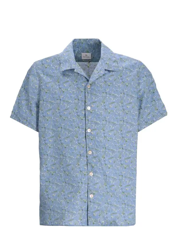 Paul Smith Floral Print Cotton Shirt - Blue