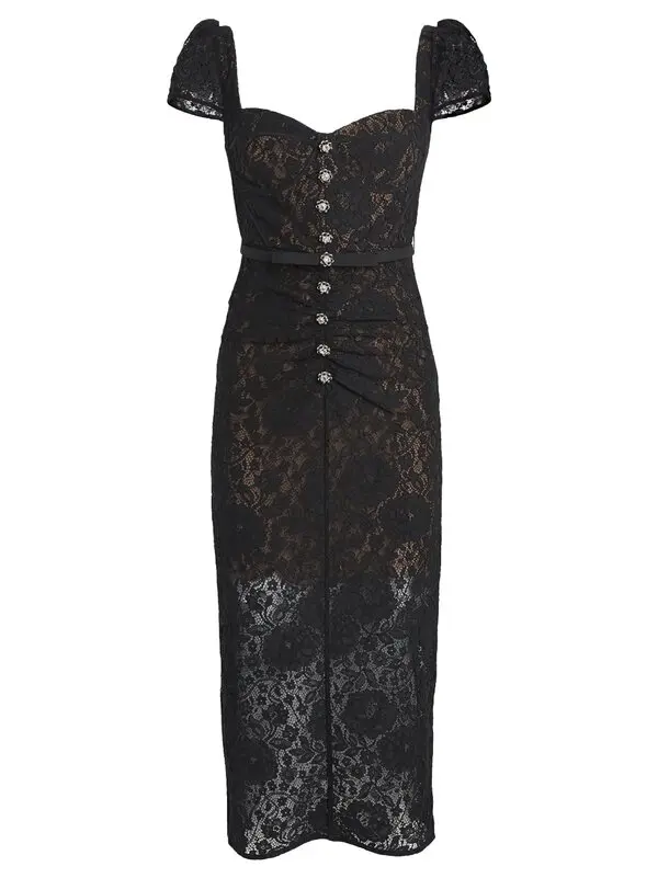 SELF-PORTRAIT Lace Midi Dress - Black