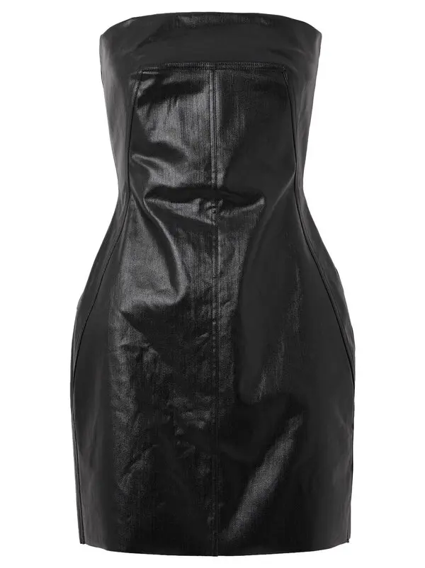 Rick Owens Coated-denim Bustier Mini Dress - Black