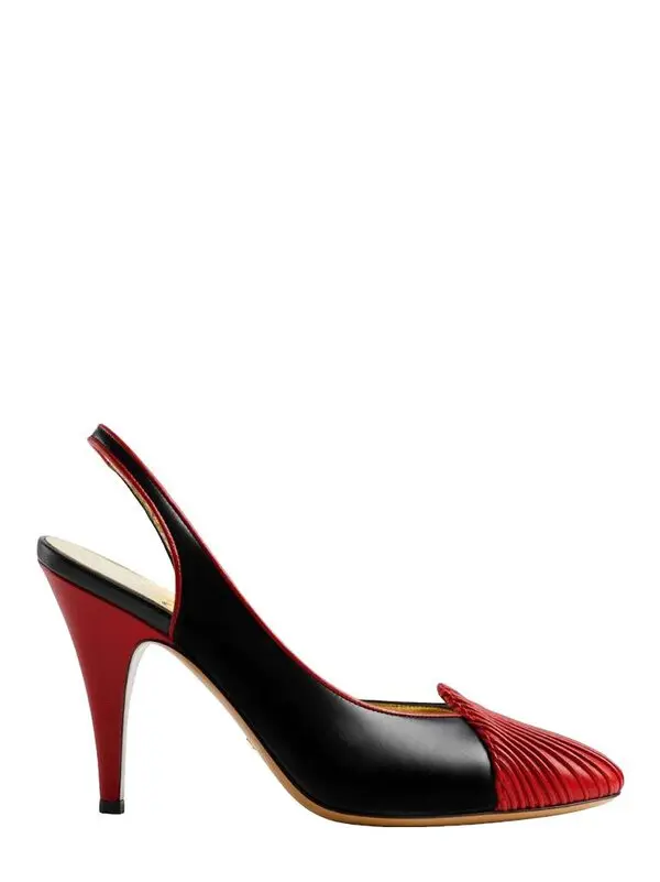 Gucci 95 Slingback Leather Pumps - Black/red