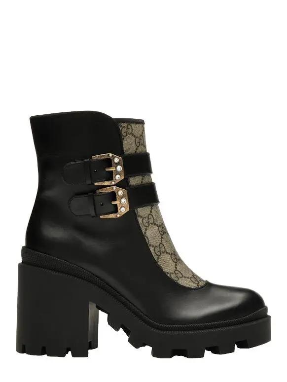 Gucci Buckled Ankle Boots - Black/beige