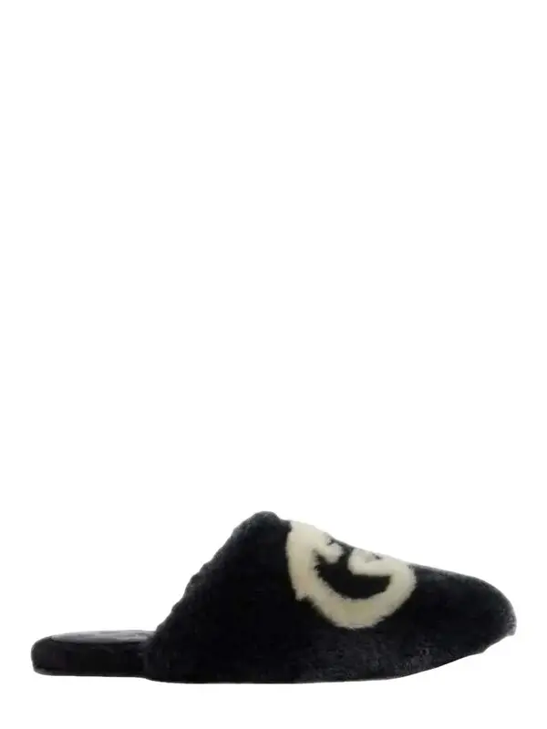 Gucci Interlocking G Faux-fur Slippers - Black