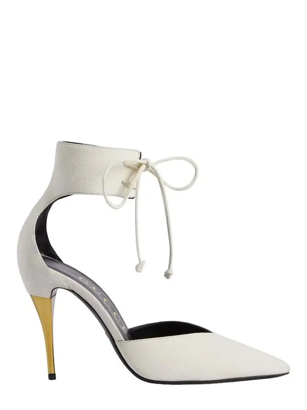Gucci High Heel Pump With Ankle Cuff - White