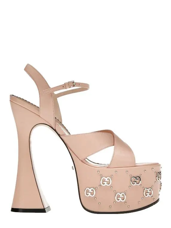 Gucci Interlocking G Leather Platform Sandals - Pink