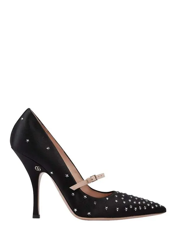 Gucci Jodie Embellished Satin Pumps - Black
