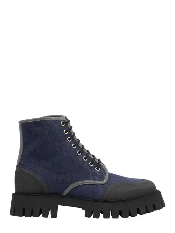 Gucci Novo Lug Sole Ankle Booties - Navy Blue