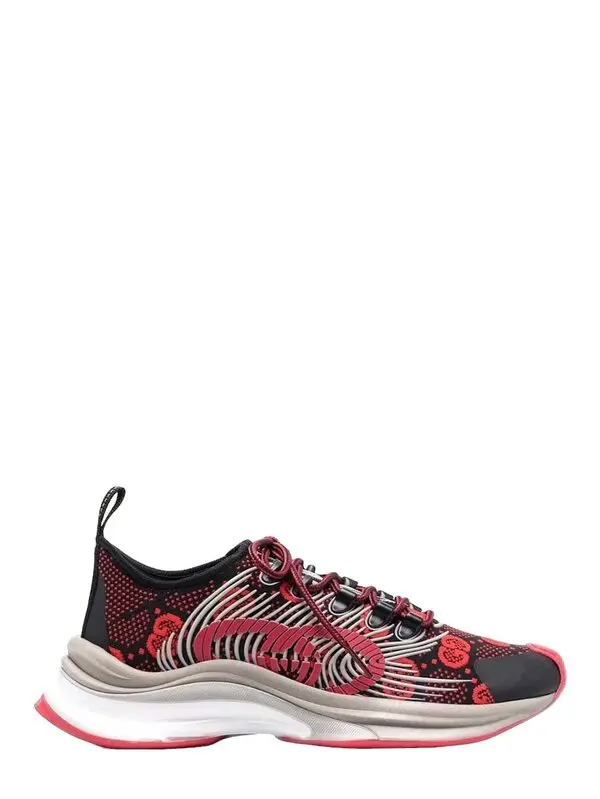Gucci Monogram Sneakers - Black/red