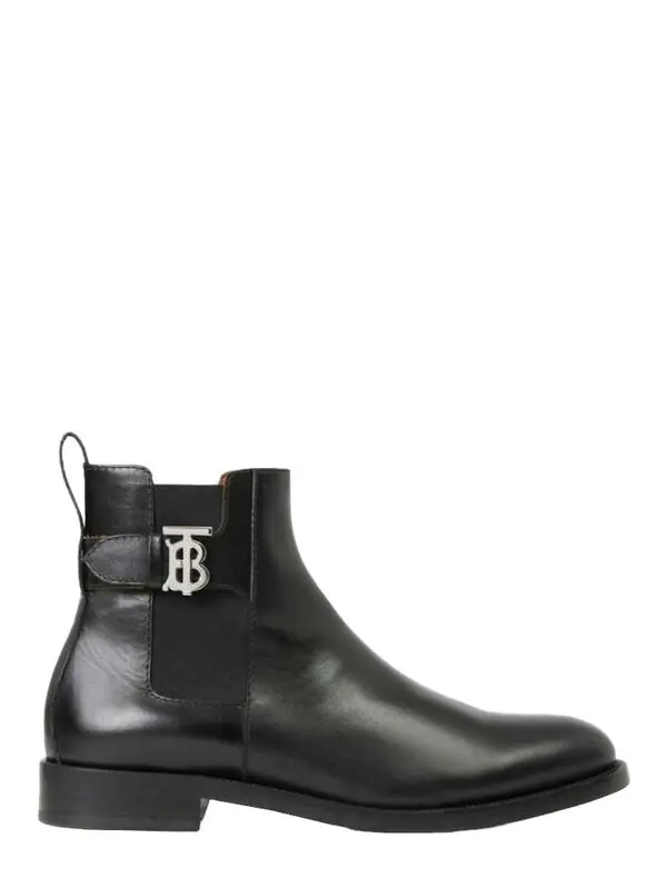 Burberry Tb Logo Ankle Boots - Black