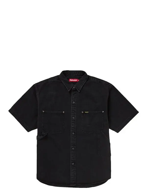 Supreme Loose Fit Short Sleeve Denim Painter Shirt - Black