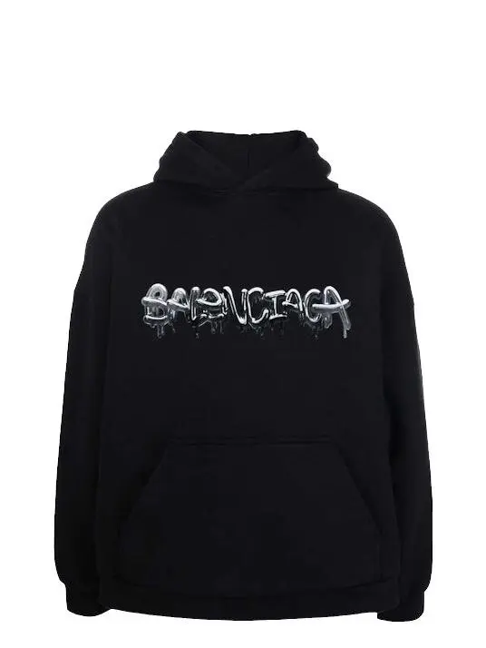Balenciaga Wide Fit Slime Hoodie - Black