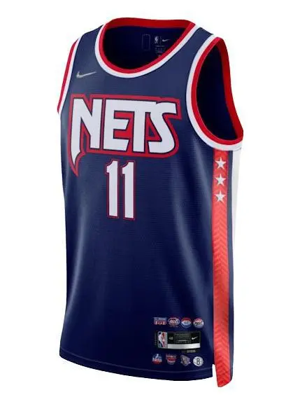 Nike Nba Brooklyn Nets Kyrie Irving City Edition 2021/22 Anniversary Drifit Swingman Jersey - Midnight Navy Blue/gym Red/white