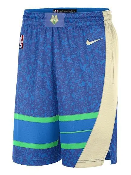Nike Nba Milwaukee Bucks City Edition Drifit Shorts - Photo Blue/flat Opal