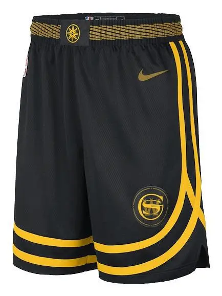 Nike Nba Golden State Warriors Swingman City Edition Drifit Shorts - Black/ochre