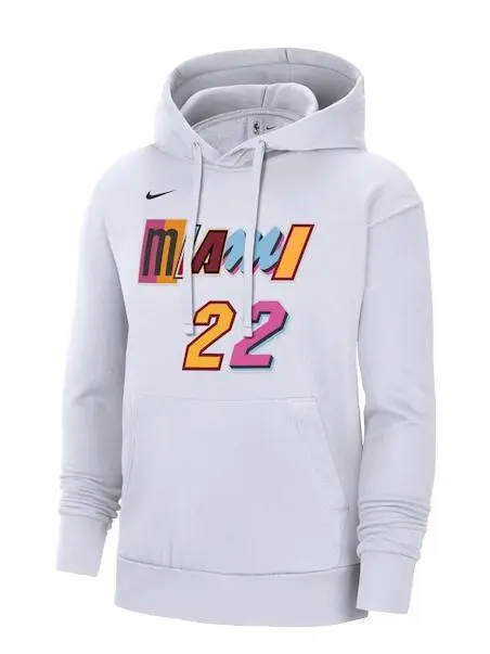 Nike Nba Miami Heat Jimmy Butler City Edition Fleece Pullover Hoodie - Heather Grey