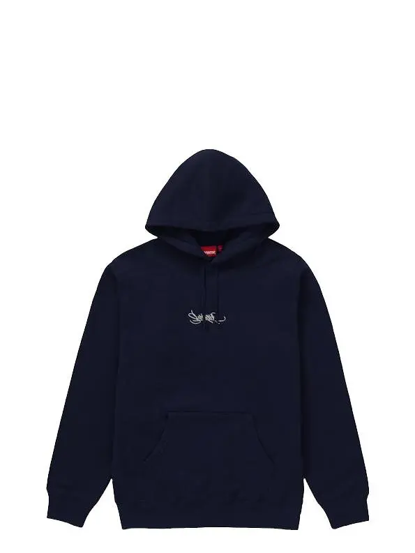 Supreme Logo Hooded Sweatshirt - Navy Blue