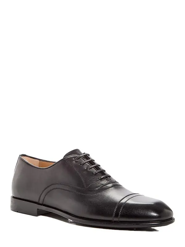 FERRAGAMO Cortez Leather Cap Toe Oxfords - Nero
