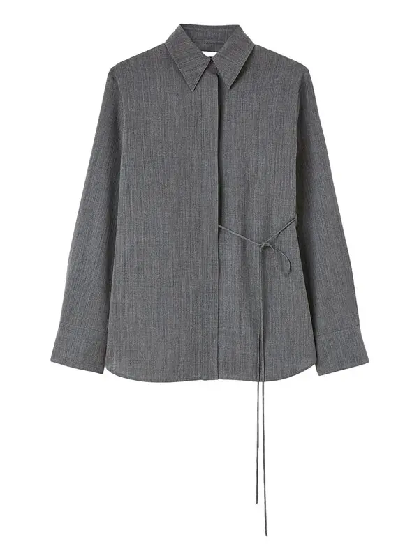 JIL SANDER Wrap Wool Shirt - Grey