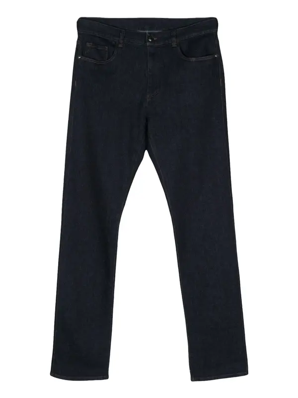 Canali Logo-patch Straight Jeans - Blue
