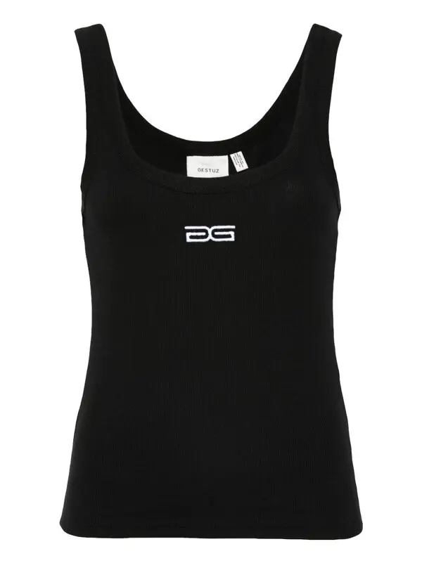 GESTUZ Logo-embroidered Tank Top - Black