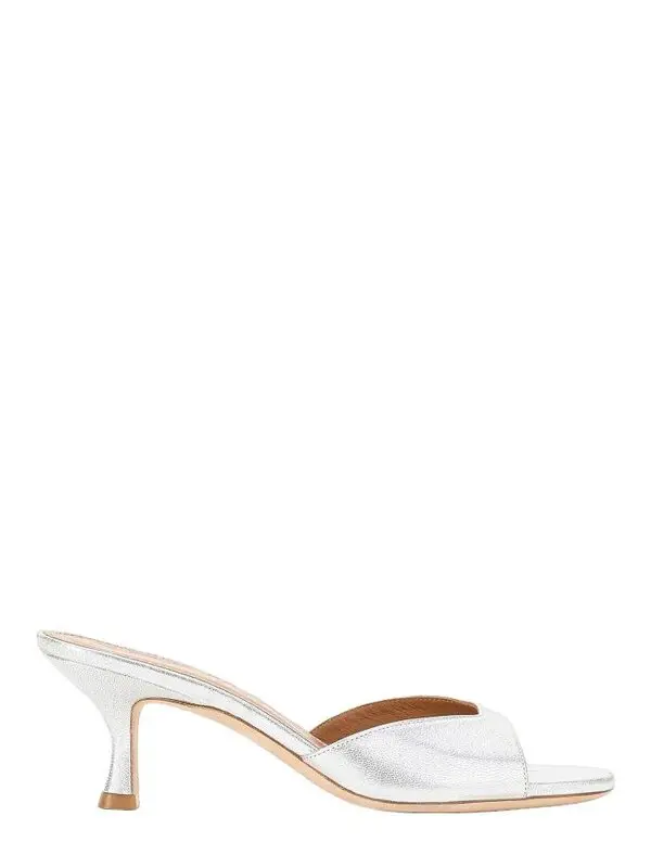 Staud Brigitte 55mm Metallic Leather Mule Sandals - Silver