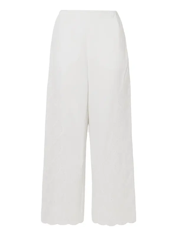 loulou de saison - Dulche Scalloped Broderie Anglaise Cotton-poplin Straight-leg Pants