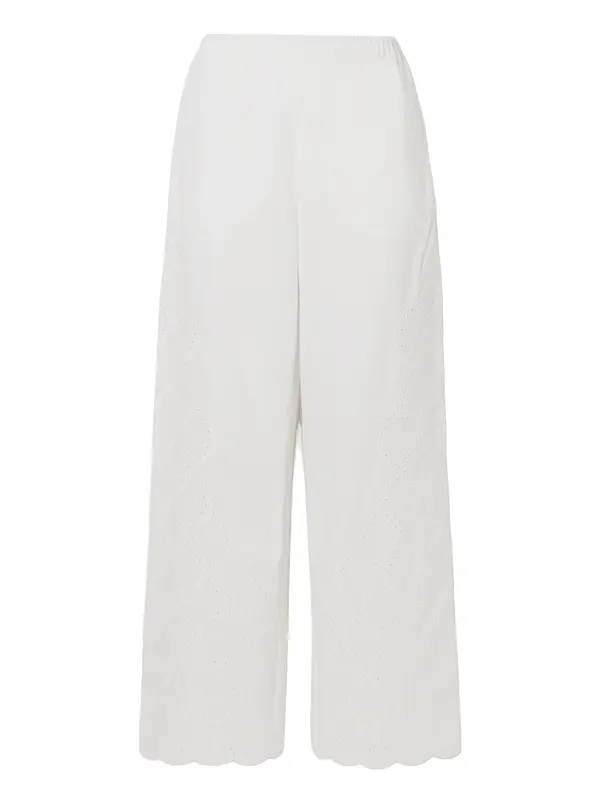 Loulou De Saison Dulche Scalloped Broderie Anglaise Cotton-poplin Straight-leg Pants - Ivory