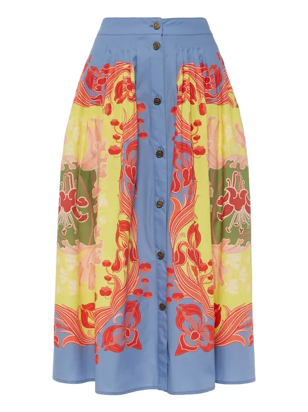 Etro Printed Cotton Poplin Midi Skirt - Multicoloured