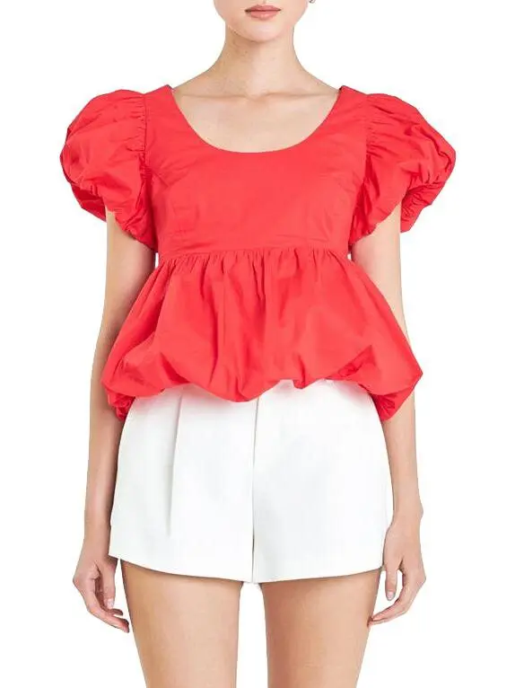 English Factory Bubble Hem Top - Red