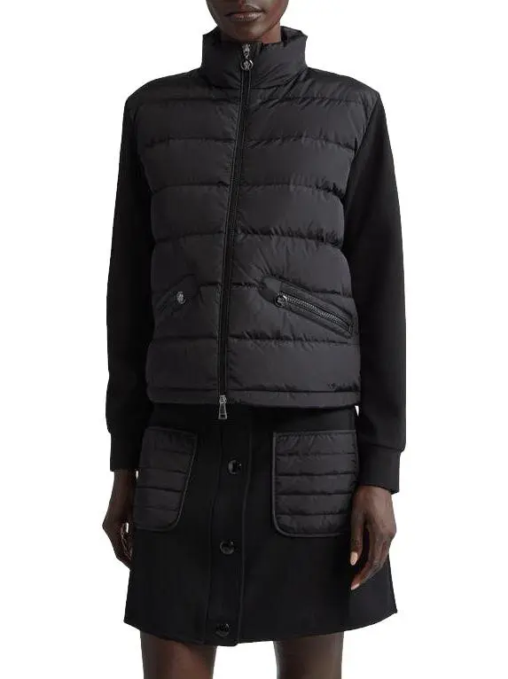 Moncler Mixed Media Down Puffer Jacket - Black