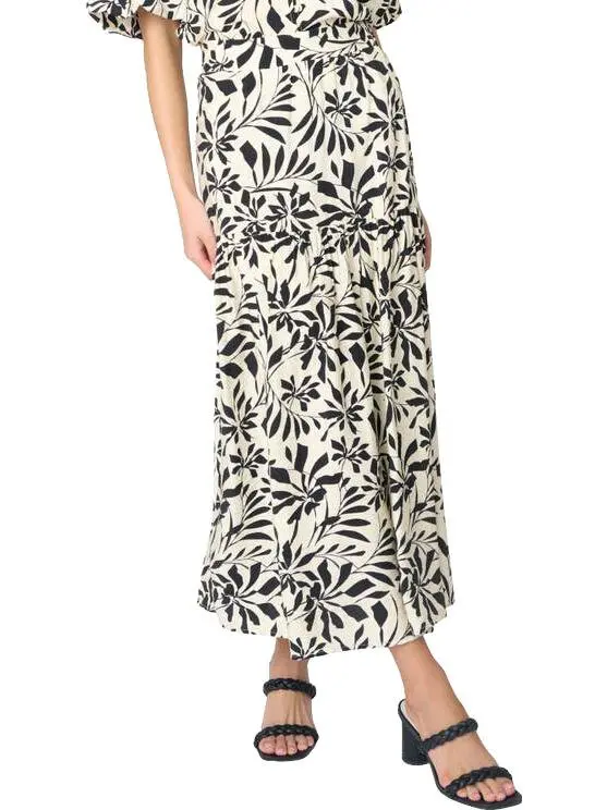 GIBSONLOOK Floral Tiered Maxi Skirt - Ivory