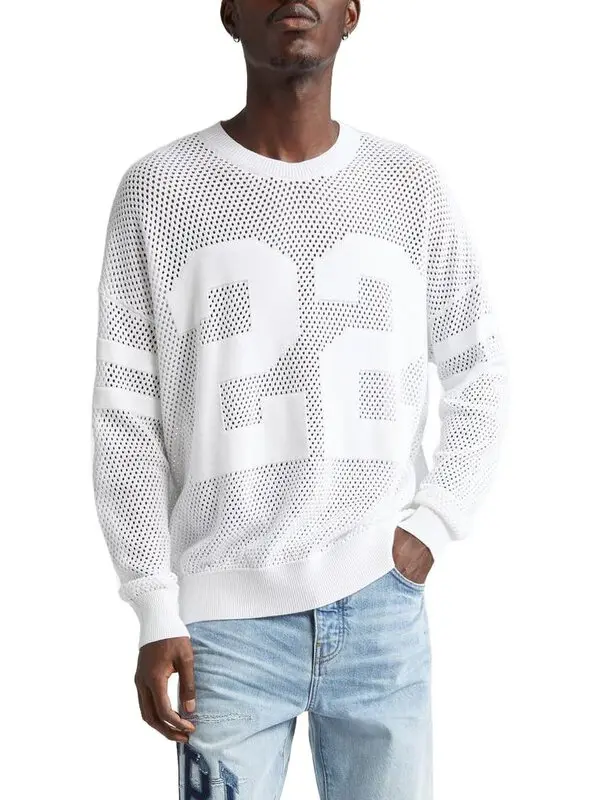 Amiri 22 Open Stitch Crewneck Sweater - White