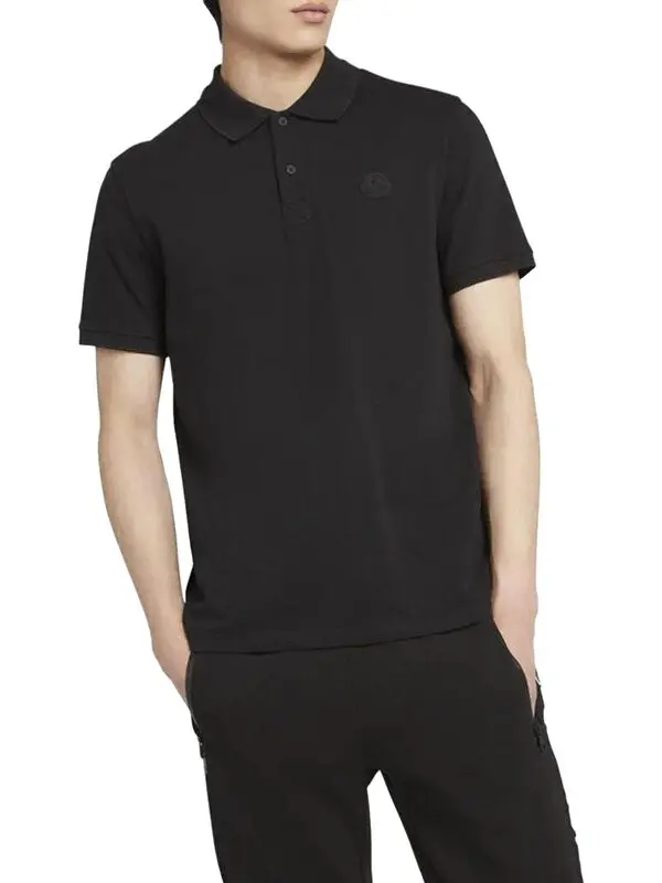 Moncler Apos;s Logo Cotton Pique Polo - Black