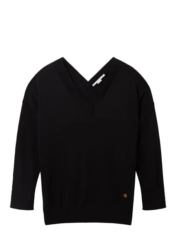Stella McCartney V-neck Long Sleeved Sweater - Black