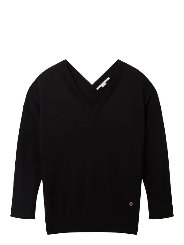 Stella McCartney V-neck Long Sleeve Sweater - Black