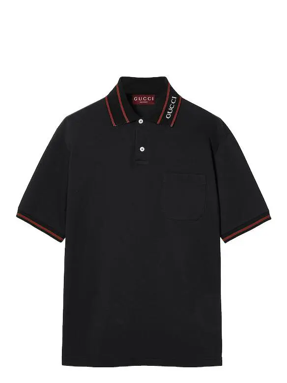 Gucci Cotton Piquet Polo Shirt - Black