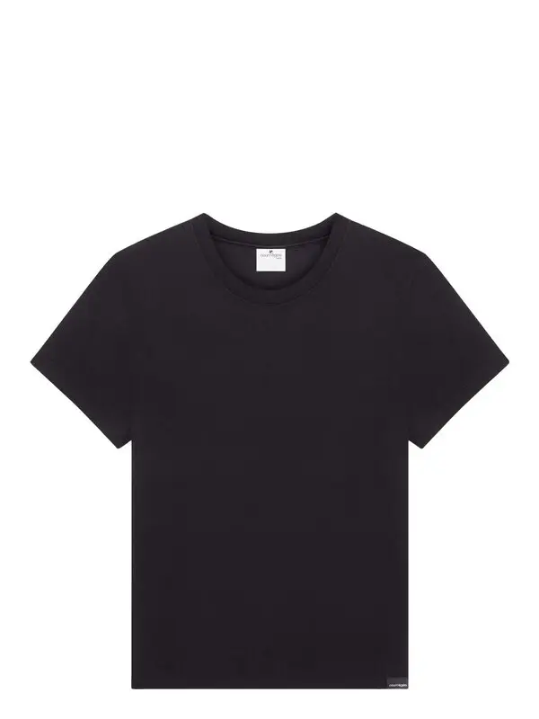 COURREGES Logo-embroidered Cotton T-shirt - Black