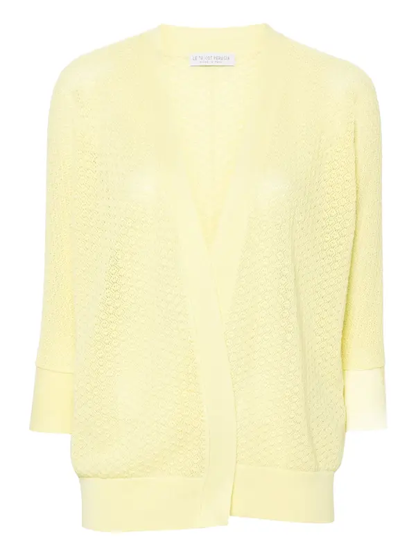LE TRICOT PERUGIA Open-knit Cotton Cardigan - Yellow